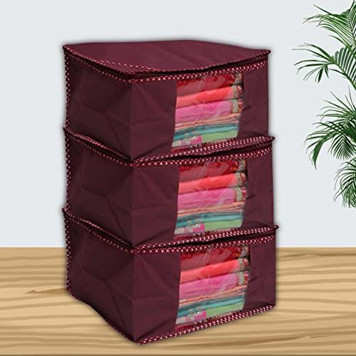 Urbane Home Set of 3 Foldable Non Woven Saree Covers with Zip|Saree ...