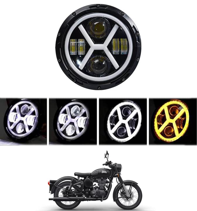 RKPSP 7" X-Alphabhet LED Headlight Royal-Enfield-Classic-350,Standard ...