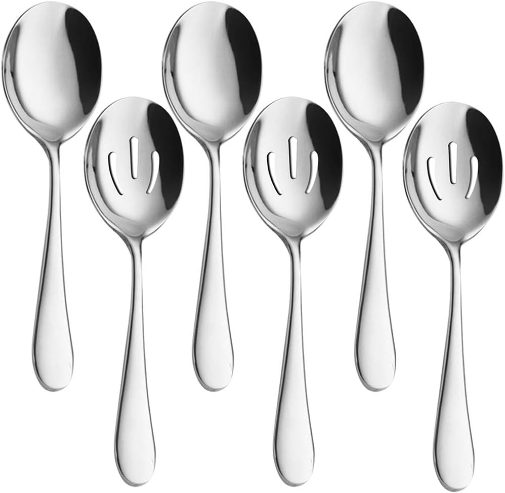 Amazon.com | AOOSY Serving Spoons x 3, Slotted Spoons x 3, 8.7 inches ...