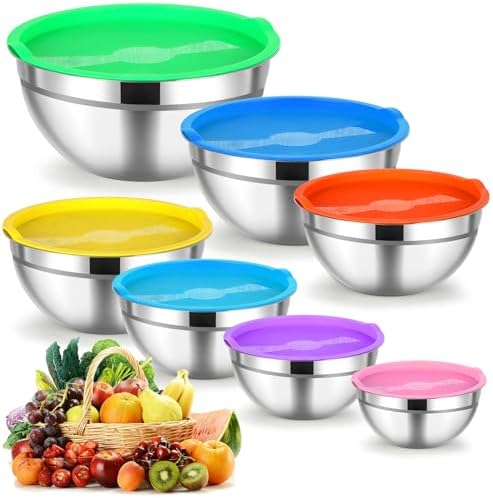 DaiWeier Lot de 7 Bol Acier Inoxydable avec Coloré Couvercles, Bols ...