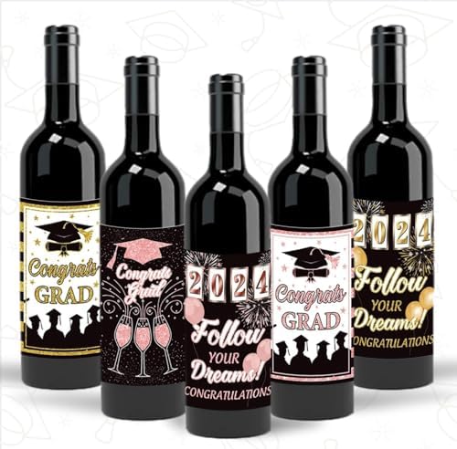 Amazon.com: 2024 Graduation Gift Wine Bottle Labels Stickers 24 Pcs ...