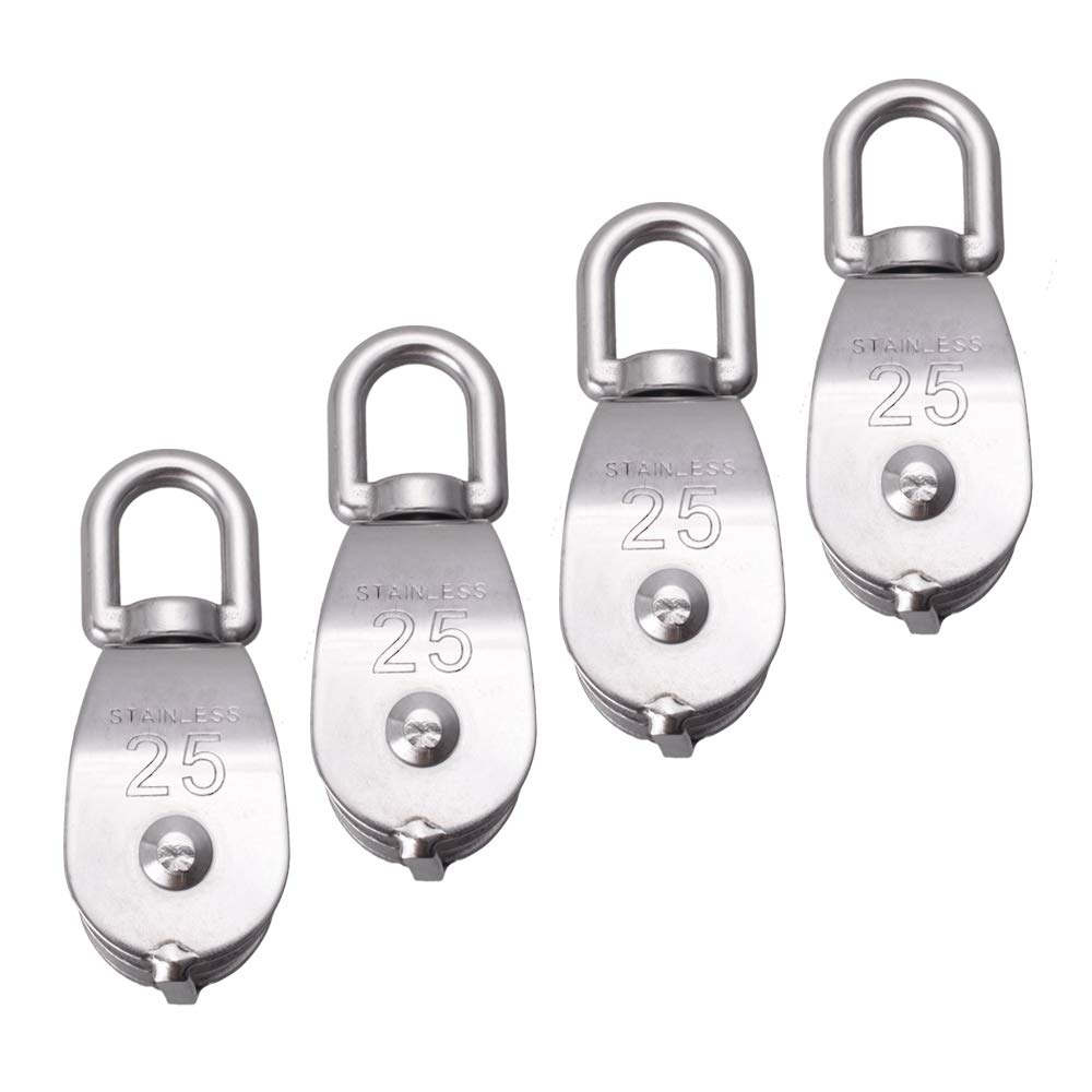 Snapklik.com : 4 Pack M25 Double Pulley Block Stainless Steel 304 Wire ...