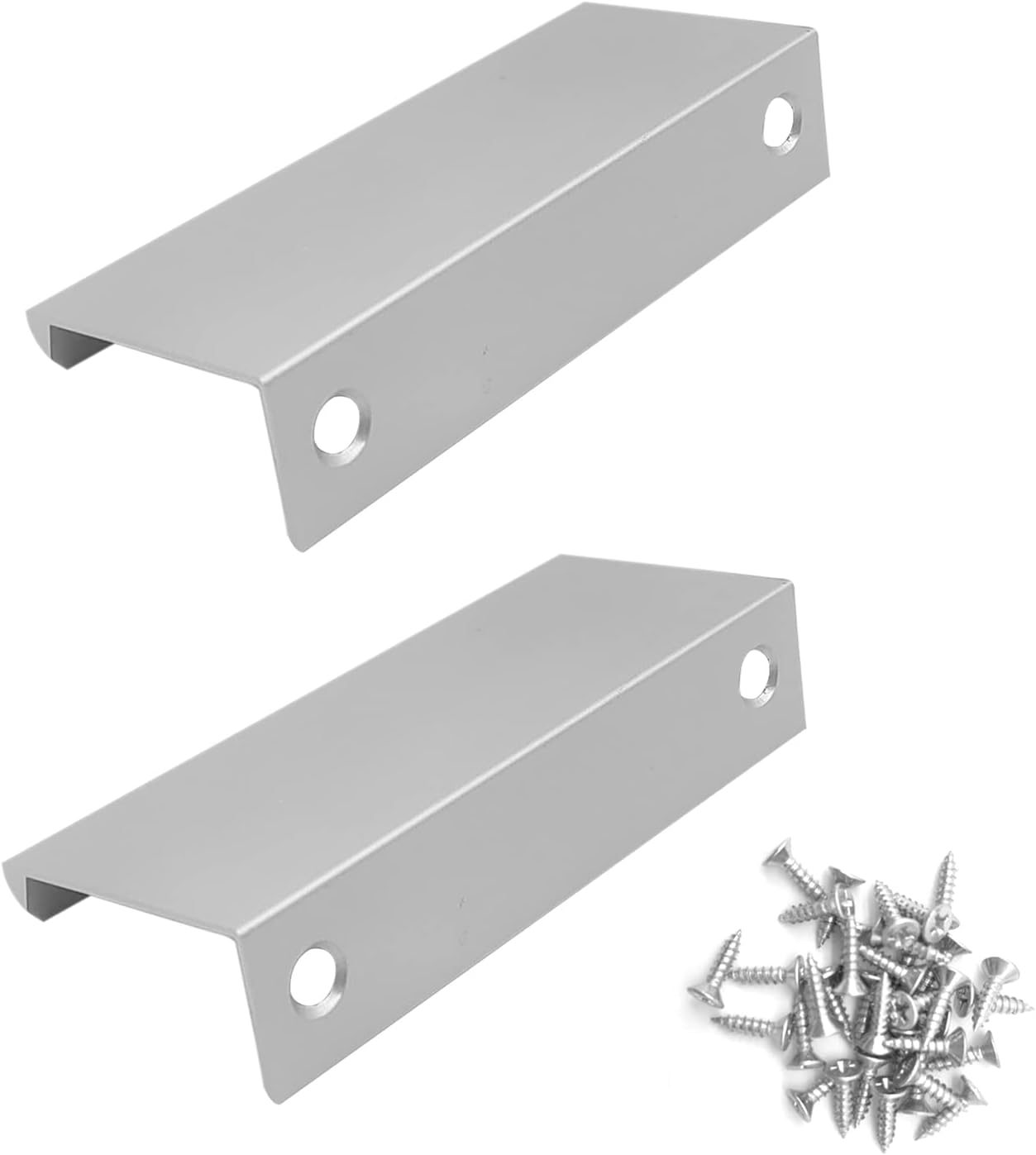 DOITOOL 4 Pack Back Mount Finger Edge Pull Concealed Handles Sliver ...