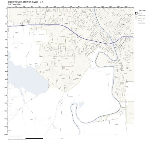 ZIP Code Wall Map of Brownsville-Bawcomville, LA ZIP Code Map Laminated ...
