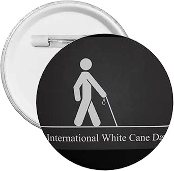 Amazon.com: White Cane Safety Day Awareness Day Button Pins Round Chest ...