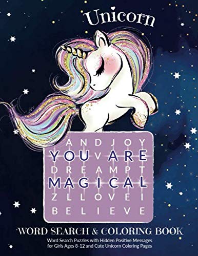 Unicorn Word Search & Coloring Book: Word Search Puzzles with Hidden ...