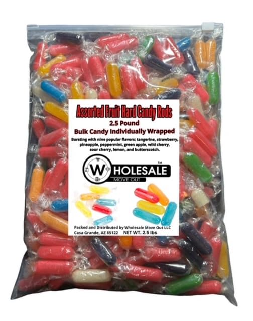 Amazon.com : Assorted Hard Candy Fruit Rods 2.5 Lbs of Bulk Candy ...