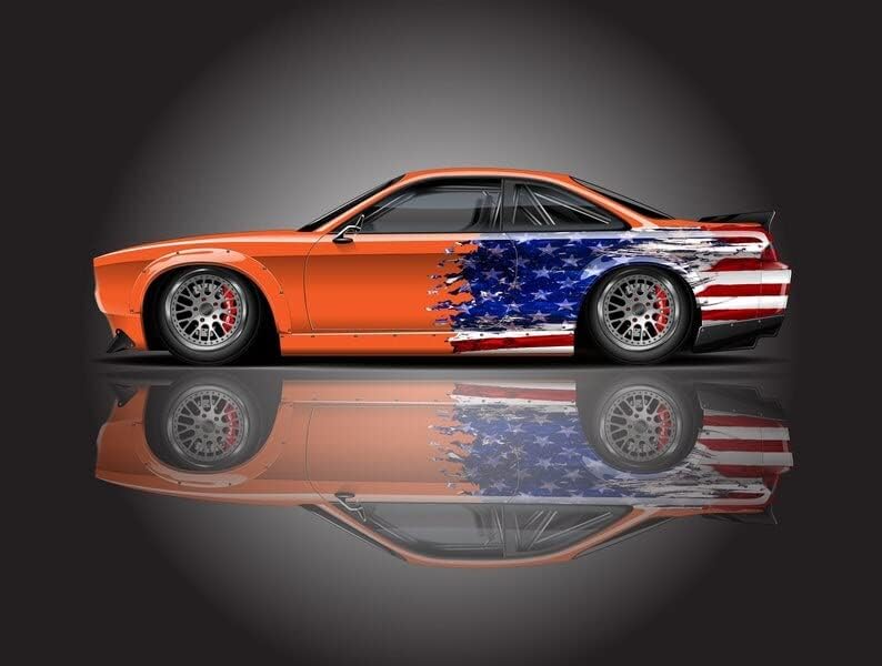 Amazon.com: 2Pcs American Flag Vehicle Livery, Racing Car Graphics ...