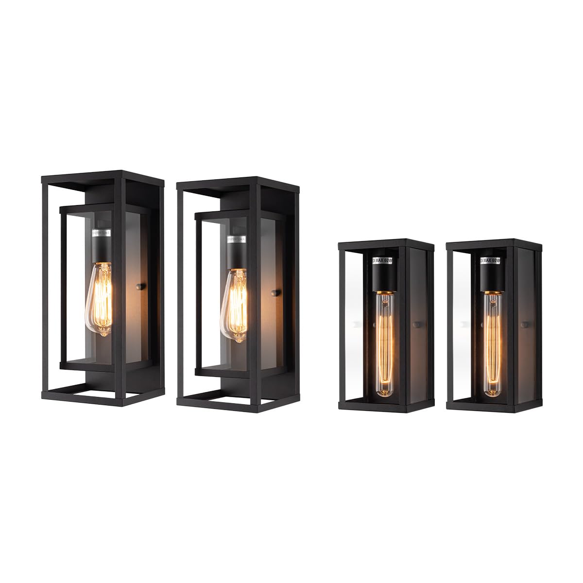 mirrea Black Rectangular Wall Sconce Pack of 4 - Amazon.com