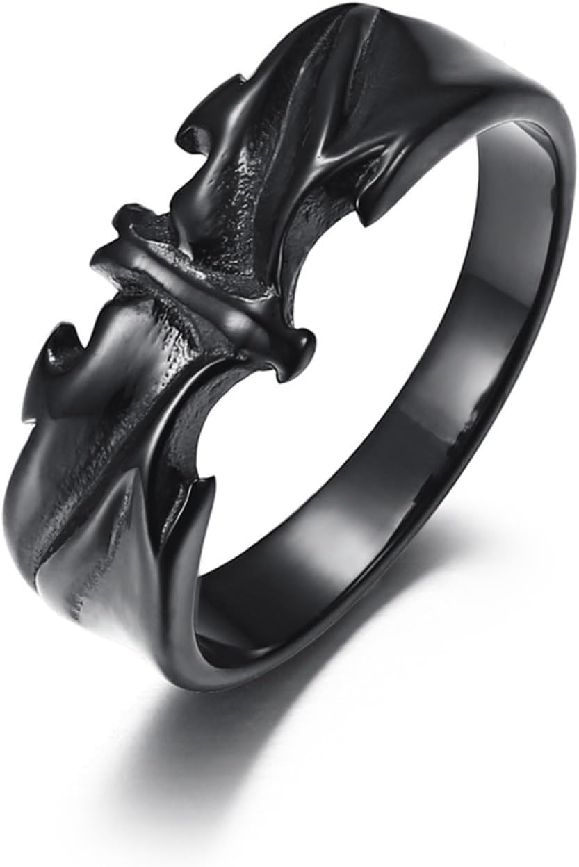 Amazon.com: SMANXEY Gothic Bat Ring - 4mm Width Dark Style Titanium ...