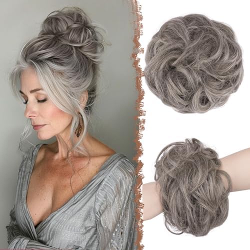 Amazon.com : FESHFEN Large Messy Bun Hair Piece - Wavy Synthetic ...