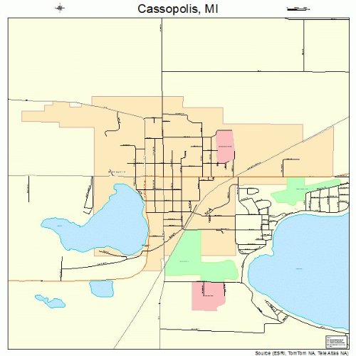Amazon.com: Large Street & Road Map of Cassopolis, Michigan MI ...