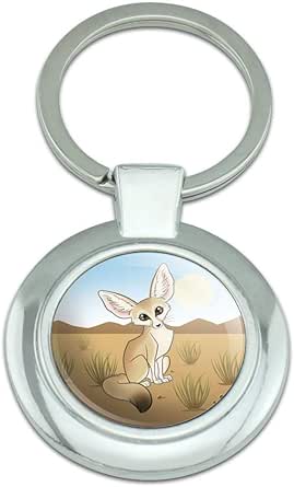 Amazon.com: GRAPHICS & MORE Fennec Fox Keychain Classy Round Chrome ...