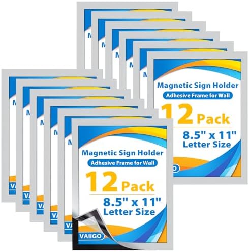 Amazon.com : VAIIGO 12Pack Magnetic Sign Holder 8.5 x 11 Wall Mount ...