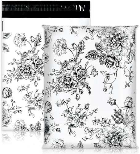 Amazon.com: AnyDesign 100Pcs Floral Poly Mailers 10 x 13 Inch Black ...