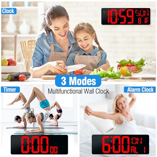Snapklik.com : TXL Large Digital Wall Clock Bluetooth Sync Time, 17.2 ...