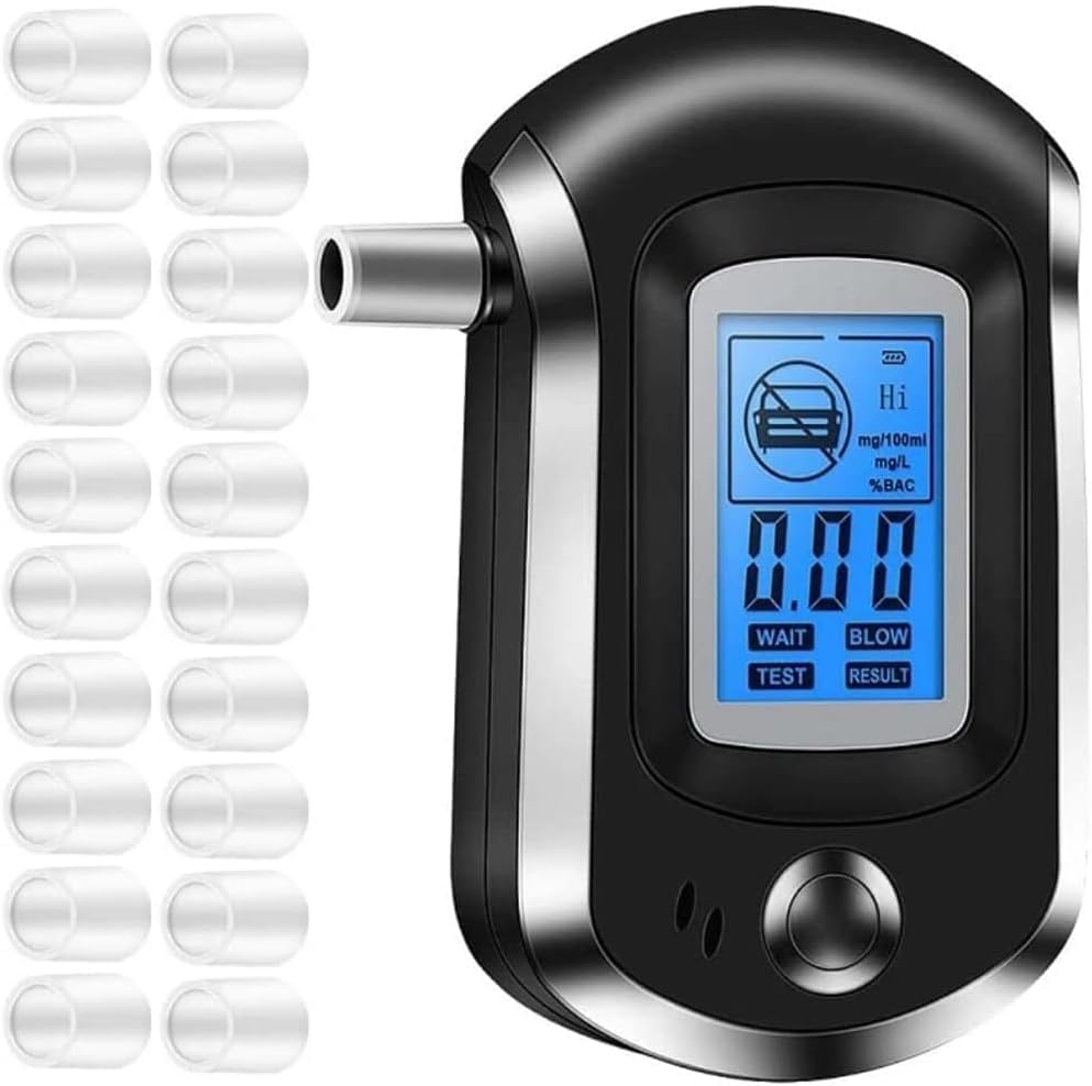 Alcohol Breathalyzer with 20Pcs Mouthpieces - Portable Alcohol Breath ...
