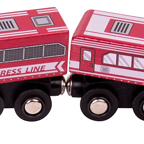 Battat – Classic Magnetic Wooden Trains – 6 Pieces Wooden Railroad Set ...