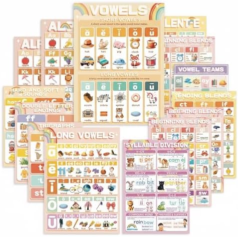 YIYDONG 16 Phonics Posters for Classroom - Learning Posters for Sound ...
