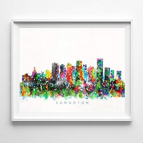Amazon.com: Edmonton Canada Watercolor Skyline Poster Cityscape Wall ...