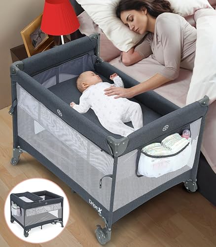 Dripex Pack and Play, 5 in 1 Baby Bassinet Bedside Sleeper, Baby ...