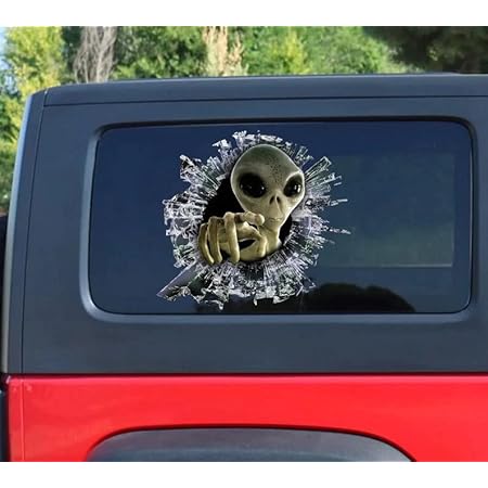 Amazon.com - GERBERA PRINTS Alien Cracked Car Decal Sticker, Alien ...