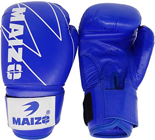 Maizo Competition Style Leather Moulded 8 Oz Boxing Gloves (S, Blue ...