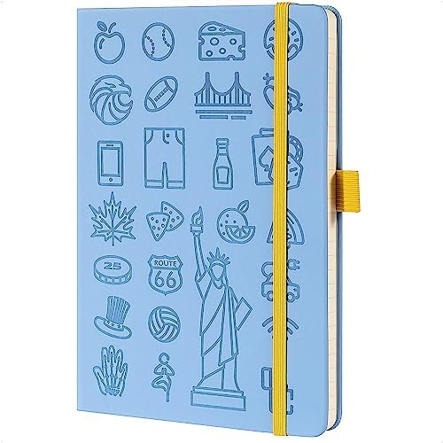 Amazon.com : Pejovo A5 Lined Leather Journal Notebook, (Sky Blue), 160 ...