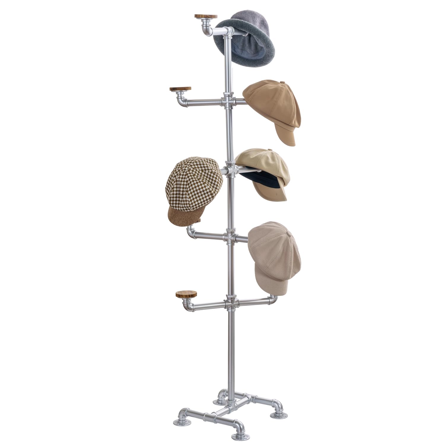 Amazon.com: MyGift Industrial Silver Tone Metal Pipe Rack with 10 Round ...