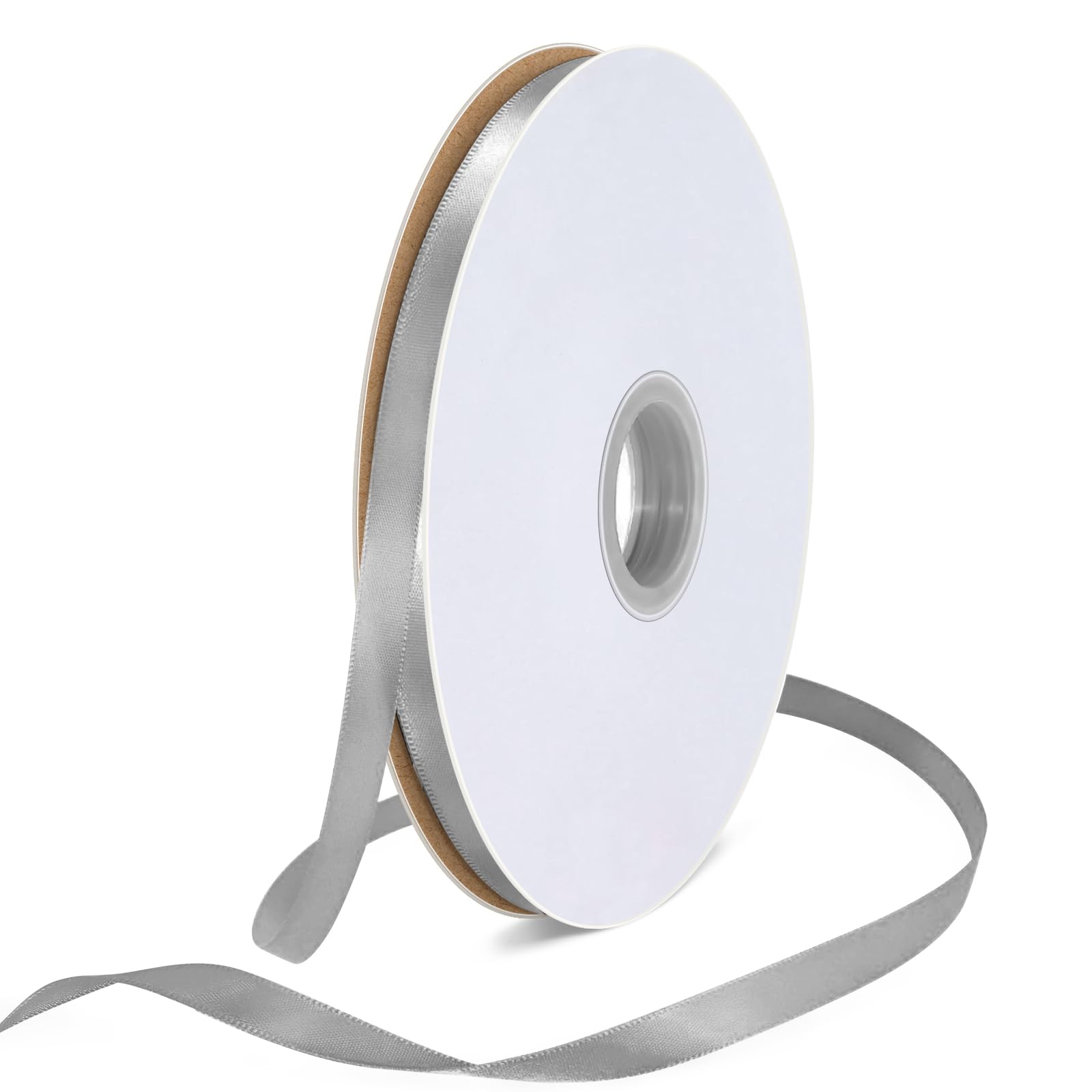 Bealif 91m Silver Grey Satin Ribbon 6mm Silver Fabric Thick Ribbon for ...