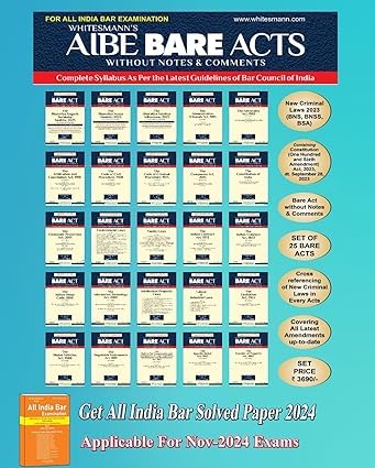 Buy All India Bar ExaminationS (AIBE) Bare Act Set of 25 Bare Acts With ...