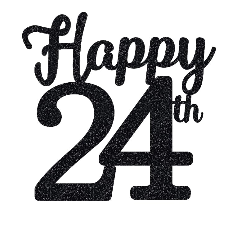 Snapklik.com : 24 Pcs 24 Birthday Cupcake Toppers -BLACK Glitter ...