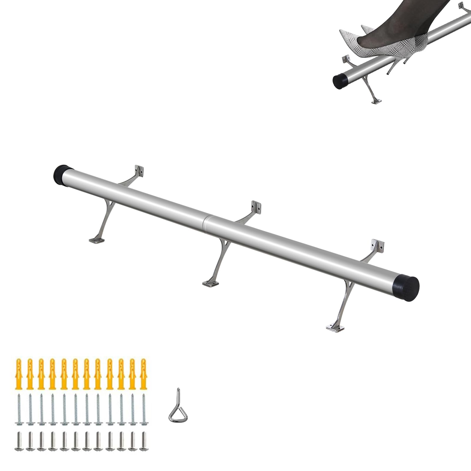 Bar Foot Rail Kits SHANTRA 6ft Bar Foot Rail Kit Silvery Bar Foot Rest