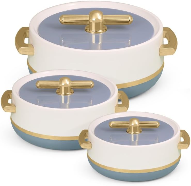 Buy Selvel Elegance Royal Inner Steel Casserole Set of 3 (1700ml, 1200ml, 600ml) | P.U ...