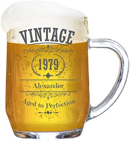 ukgiftstoreonline Personalised Vintage Birthday Beer Glass Tankard Any ...