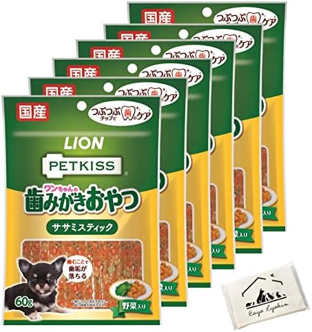 Amazon.co.jp: PETKISS ワンちゃんの歯みがきおやつ ササミスティック 野菜入り 60g (×6袋) まとめ買い オリジナルポケットティッシュ付き : ペット用品