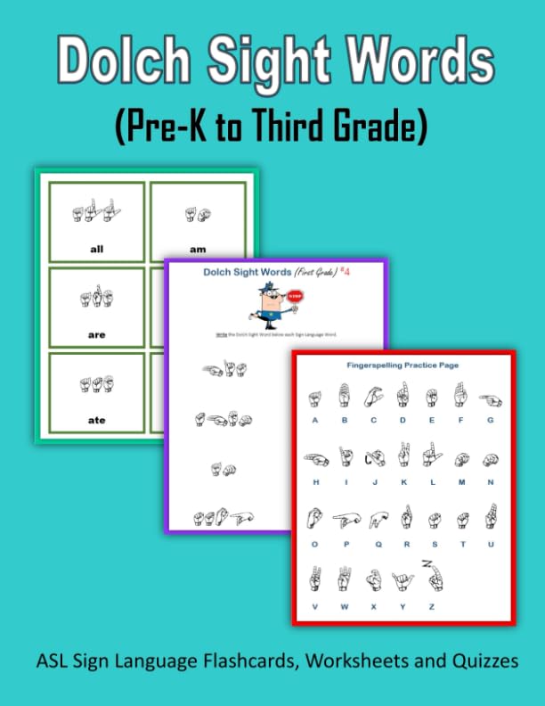 Dolch Sight Words (Pre-K to Third Grade): ASL Sign Language Flashcards ...