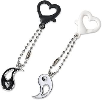 Amazon.co.jp: yaozeio 陰陽 カップル用キーホルダー 彼と彼女の記念日のギフト ボーイフレンド ガールフレンド 旦那 妻へ ...