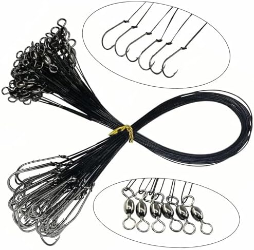 RED SEA TACKLE Hooks with Leaders, 12 pcs Fishing Wire Leader Rigs ...