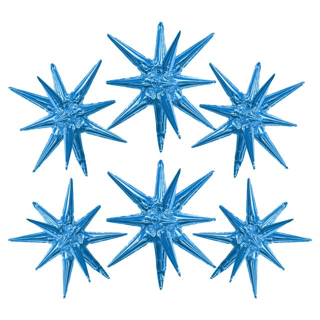 Amazon.com: Royal Blue Star Foil Balloons 6 Cone Spike Mylar Balloons ...