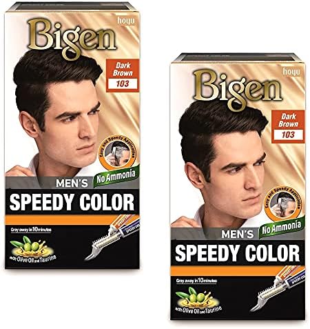 Bigen 2 PACK OF MEN'S SPEEDY 103 DARK BROWN HAIR COLOUR LONG LASTING ...