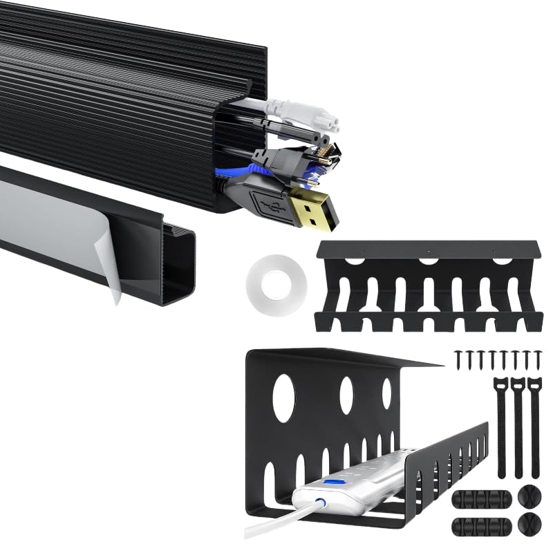 Amazon.com: Cable Management Under Desk 31.5'' J Channel Cable Raceway ...