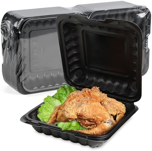 Amazon.com: FRESHPAK Clamshell Food Containers, 55-Pack Plastic Black ...