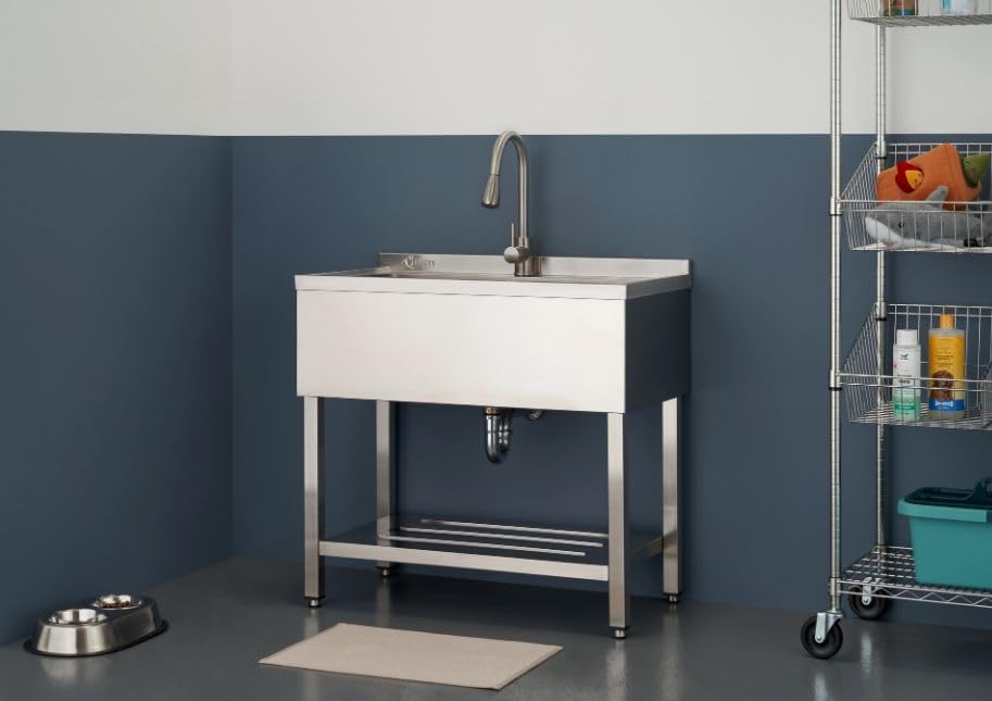 TRINITY Stainless Steel Freestanding Single Bowl Utility Sink for ...