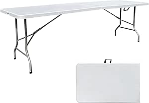Amazon.com: Go-Trio 8 Foot Folding Table 8ft Foldable Portable Plastic ...