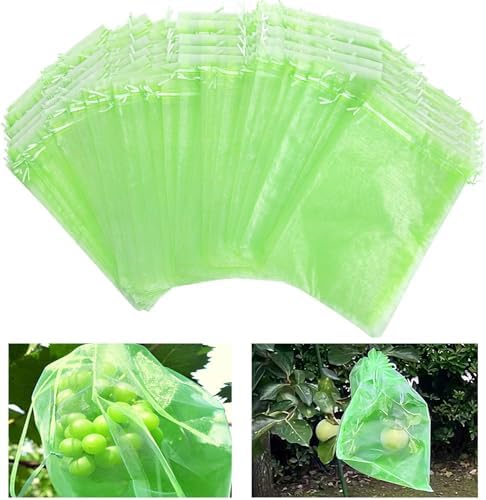 100 PCS Fruit Protection Bags - 20x15cm Grape Netting Bags with ...
