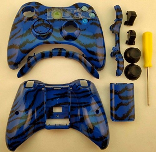Amazon.com: Royal Blue Tiger Stripe Hydro Dipped Xbox 360 Controller ...