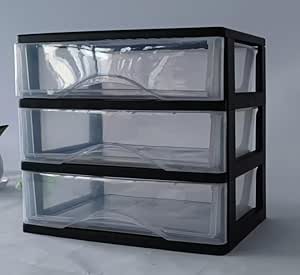 Amazon.com: BYCY Medium 3 Drawer Plastic Clear Stacking Desktop ...
