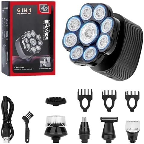 Amazon.com: 9D Head Shaver for Bald Men, 6-in-1 Electric Razor for Men ...