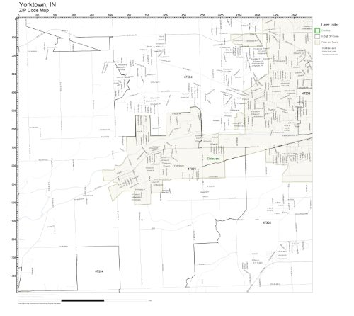 ZIP Code Wall Map of Yorktown, IN ZIP Code Map Laminated: Amazon.com ...